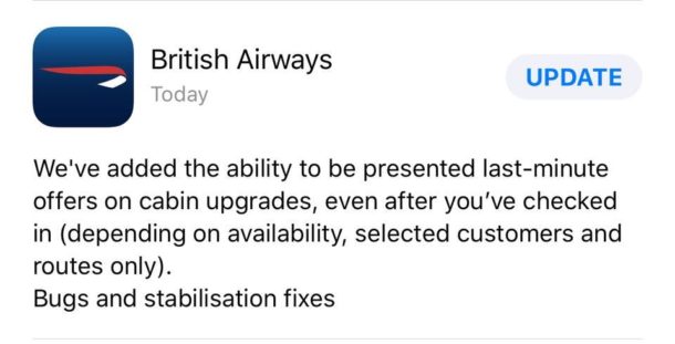 You can now Upgrade a British Airways flight after Check In - TravelUpdate