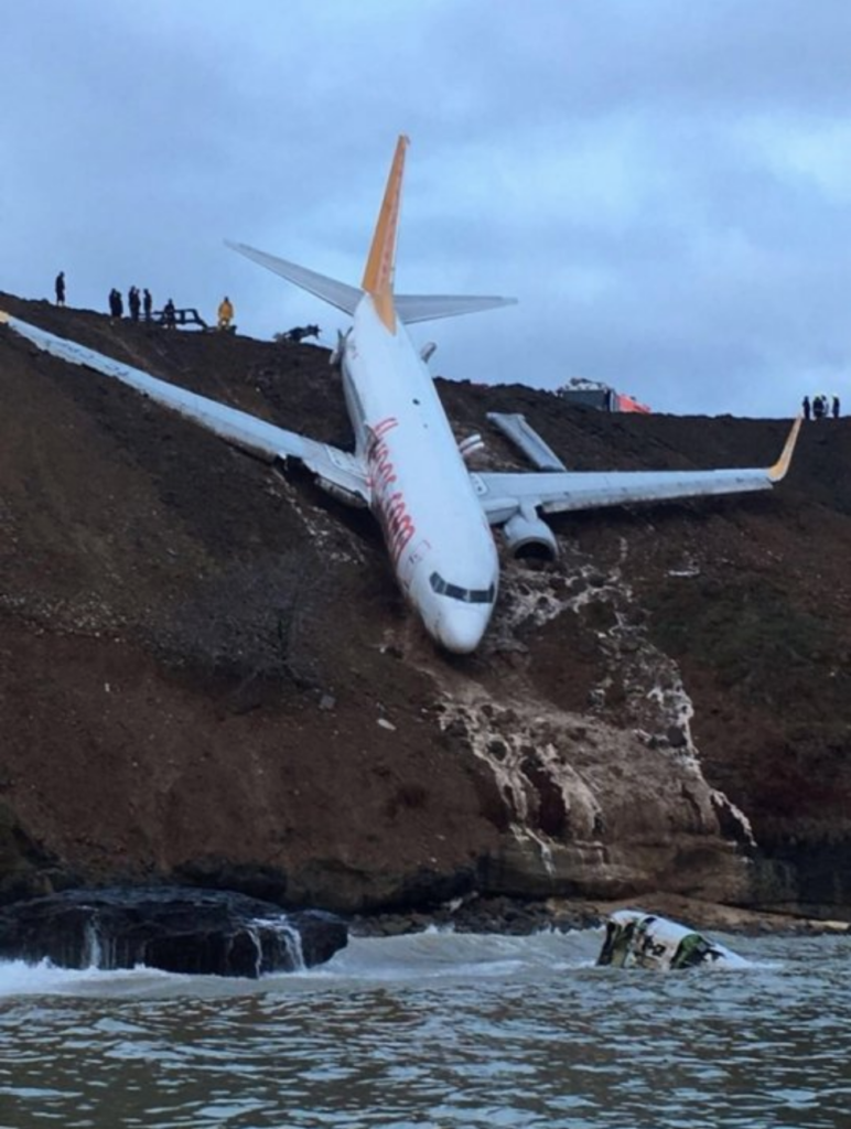 Pegasus Airlines Boeing 737 Overruns Runway, End Up on Cliff - TravelUpdate