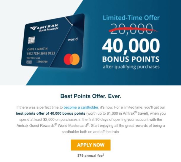 Best-ever Offer for the Amtrak Guest Rewards Mastercard! - TravelUpdate