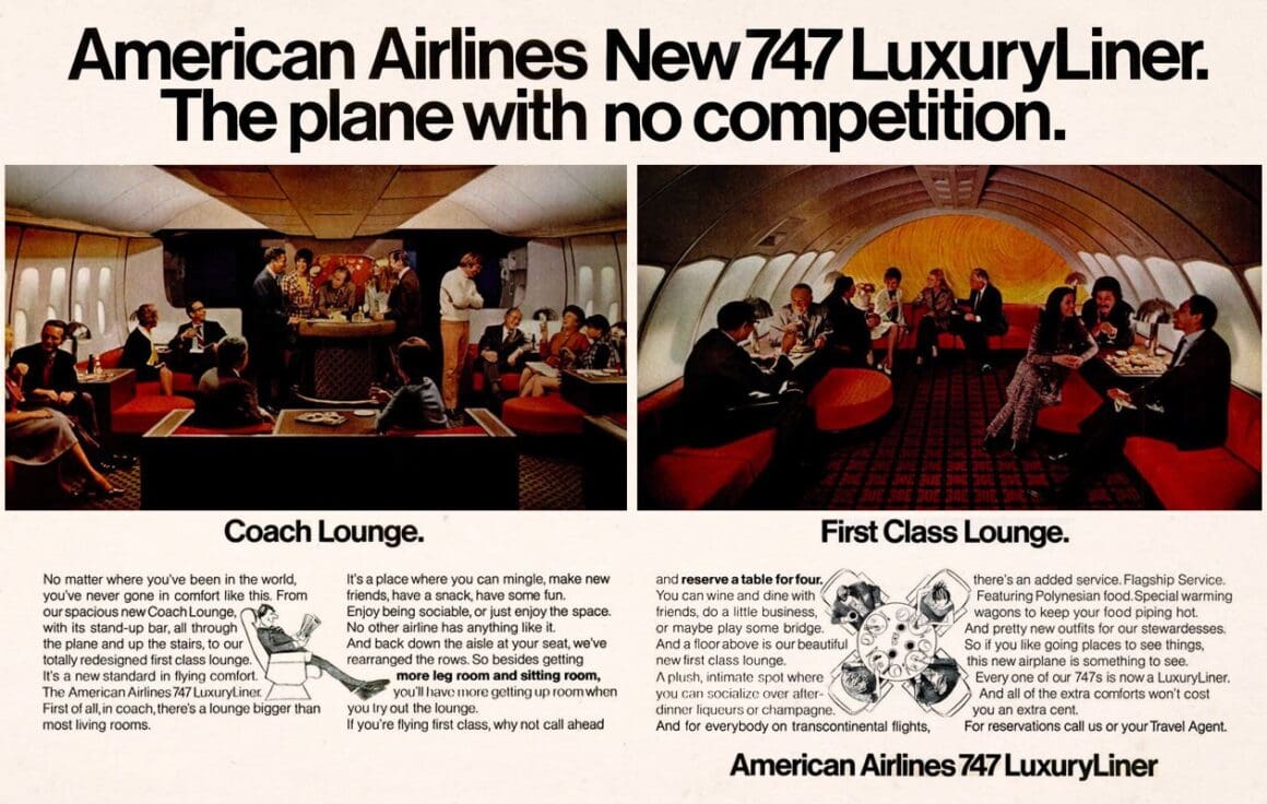 Wow! The American Airlines Boeing 747 had the best coach lounge ever ...