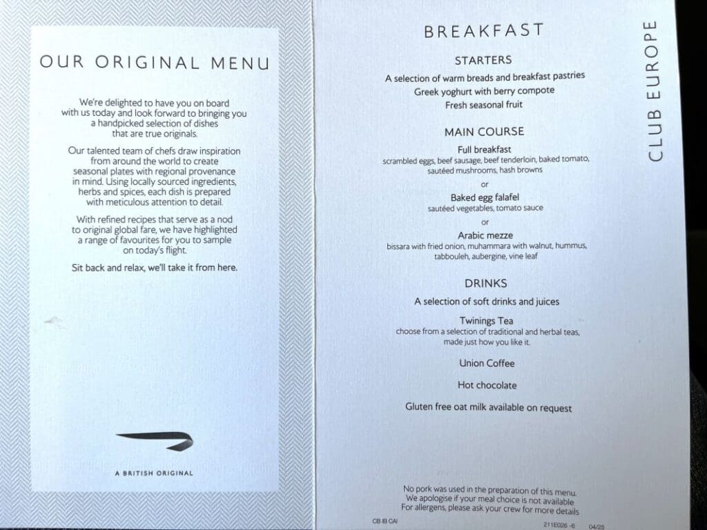 What is British Airways Club Europe like from Cairo to London ...