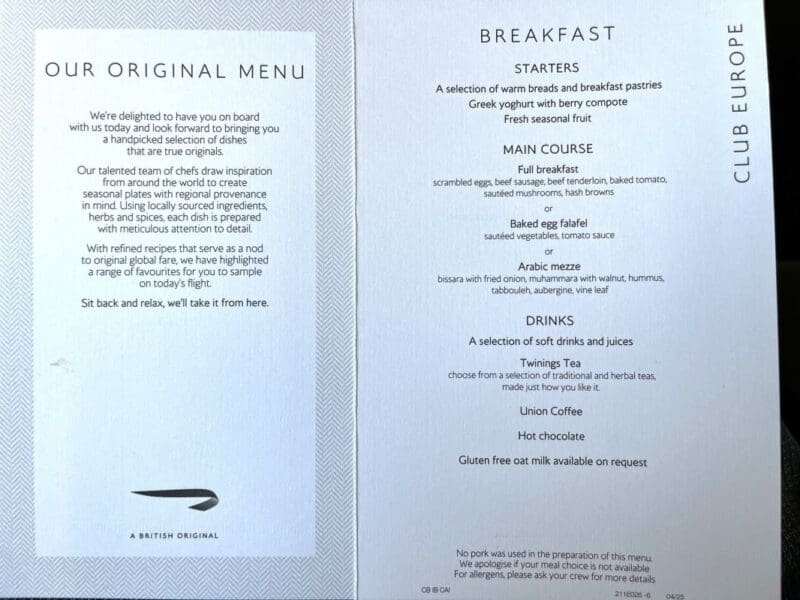 What is British Airways Club Europe like from Cairo to London ...