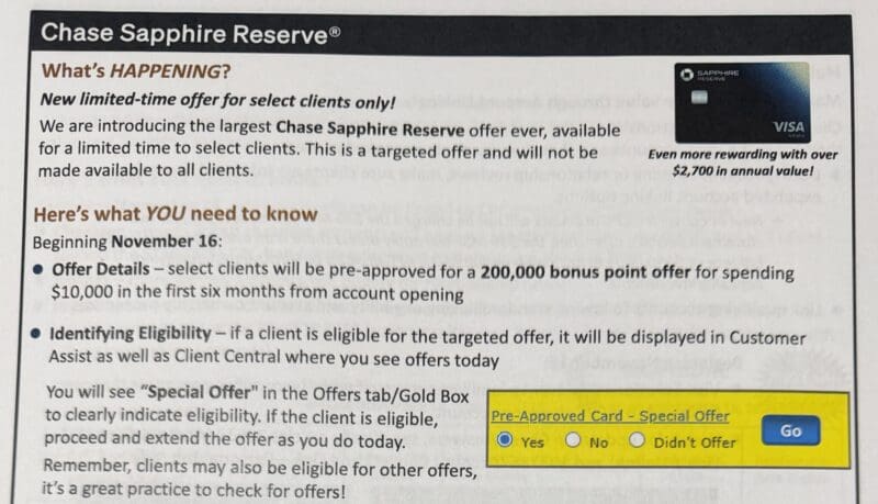 Best ever 200,000 points Chase Sapphire Reserve offer coming soon ...