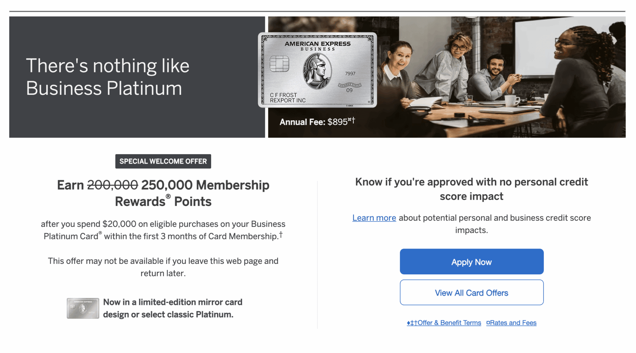 250,000 points offer on the Business Platinum Card! - TravelUpdate