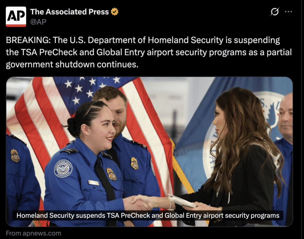 DHS Suspends Global Entry & TSA Pre Check Due to Partial Government ...